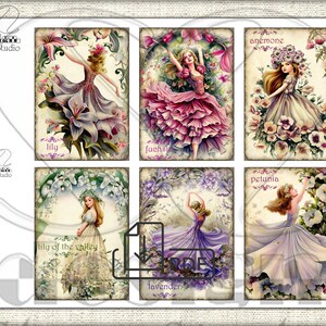 Vintage Flower Girls Card Set,flowers Girl Journal Papers Cards Kit-4 ...