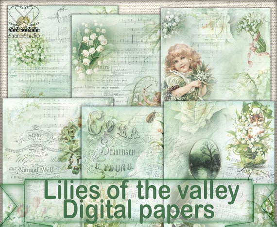 Vintage Lily of the Valley Digital Picture Collageprintable - Etsy