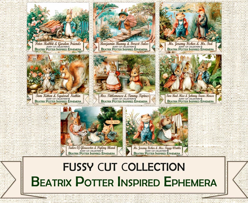 Beatrix Potter Inspired Ephemera: Benjamin Bunny & Forest Tales Fussy ...