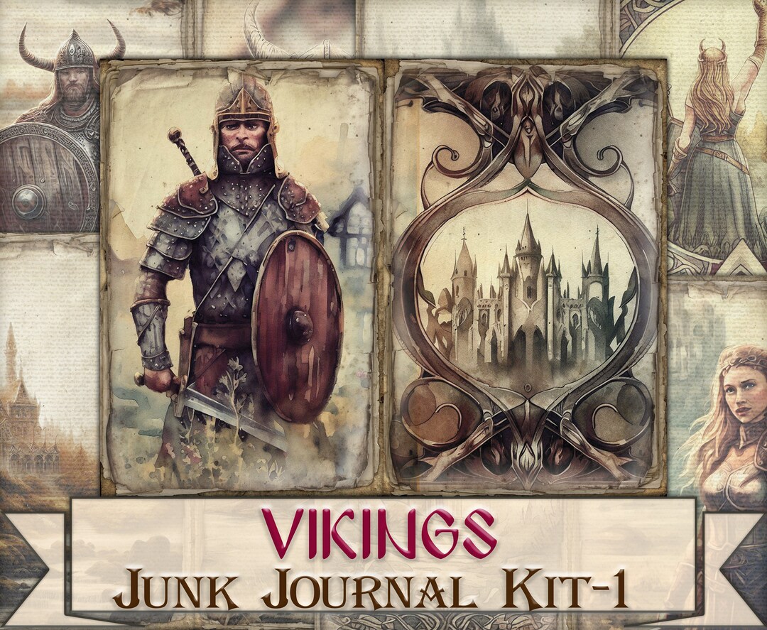 Vintage Vikings Junk Journal Watercolor Kit Printable,viking Warrior ...