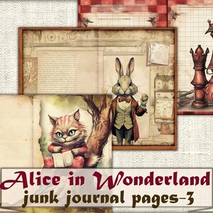 Alice Wonderland Junk Journal Pages,alice Art Picture Collage-3,digital ...