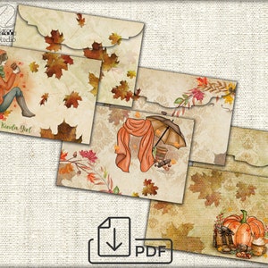 Cozy Autumn Digital Envelopes Template Kit,envelope Printable Set - Etsy