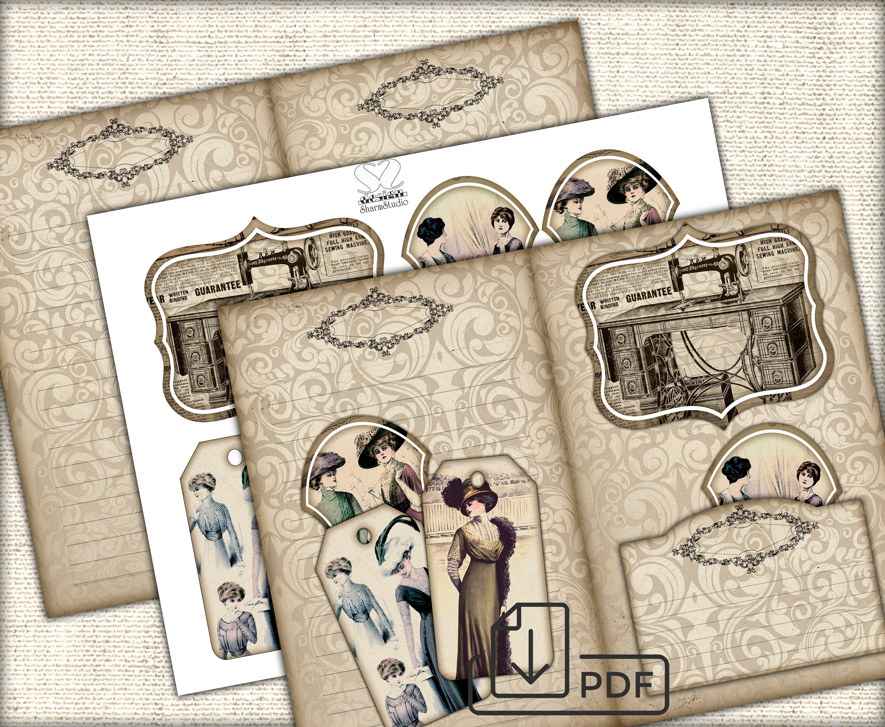 Vintage Sewing Junk Journal Pages Picture Collage-2 Fashion - Etsy