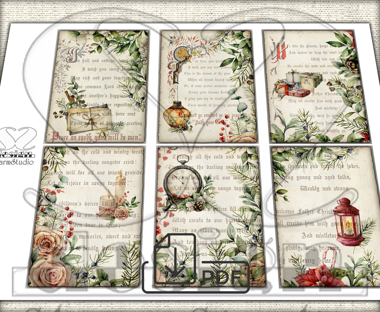 Christmas Digital Picture Collage Printable Cards Atc ACEO - Etsy