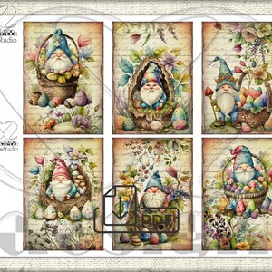 Easter Gnome Collage Digital Picture Printable Cards Atc ACEO - Etsy