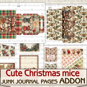 Christmas Mice Junk Journal Kit: Printable Collage Pages (digital ...