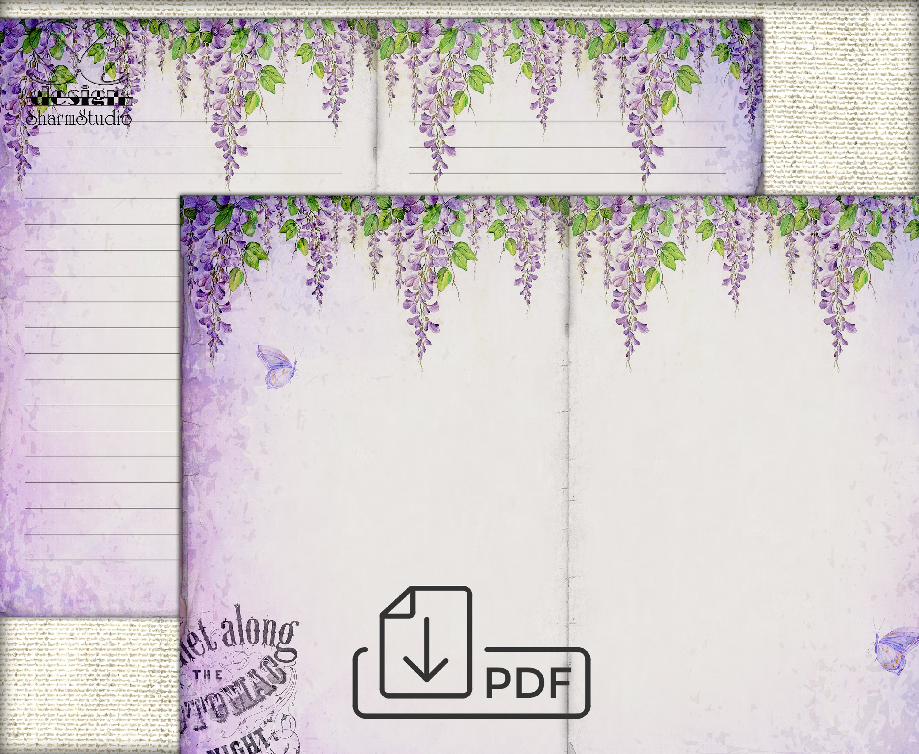 Wisteria Junk Journal Pagespicture Collagedigital Sheet - Etsy