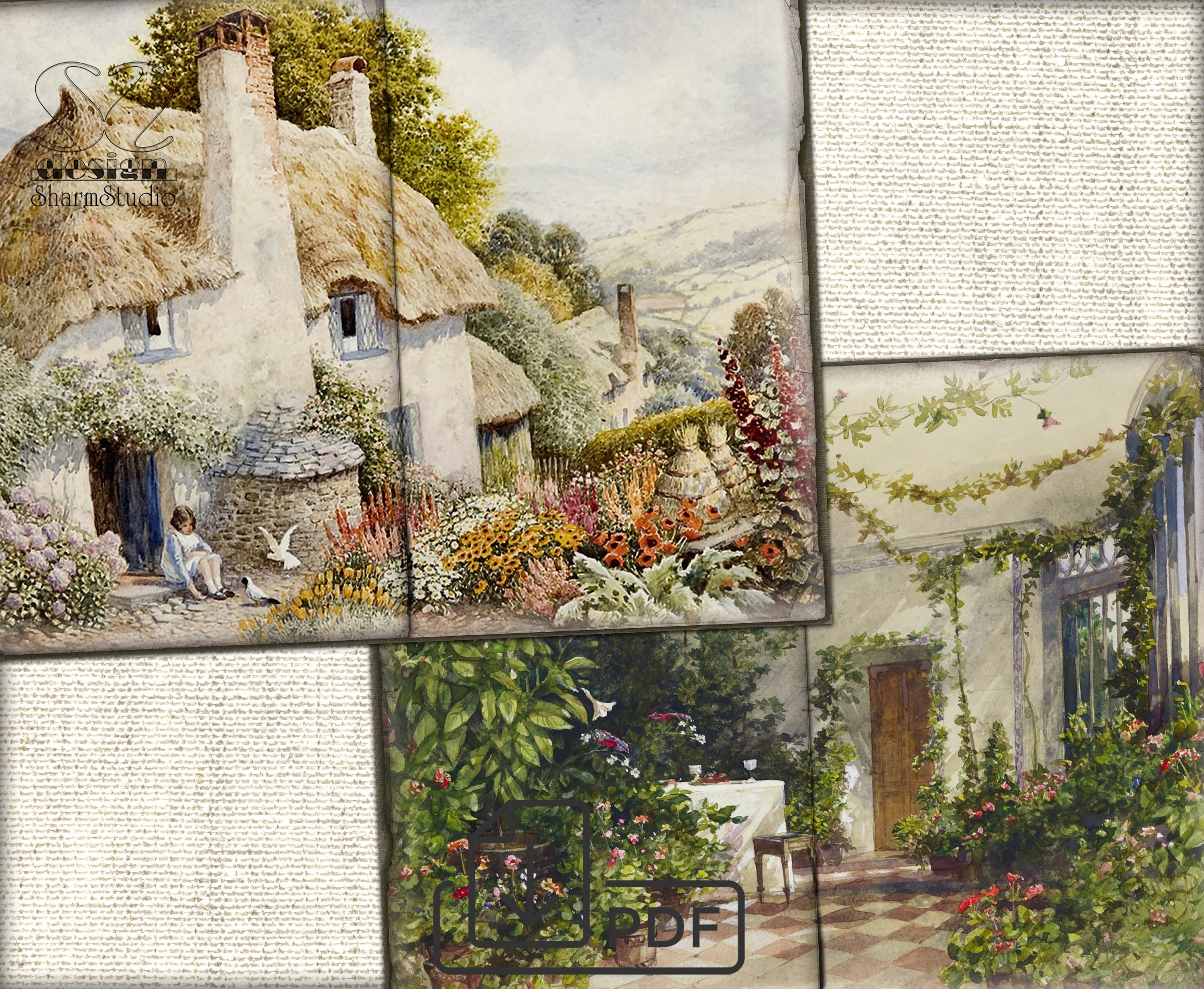 Vintage Flower Village Cottage Painting Collage Junk Journal - Etsy