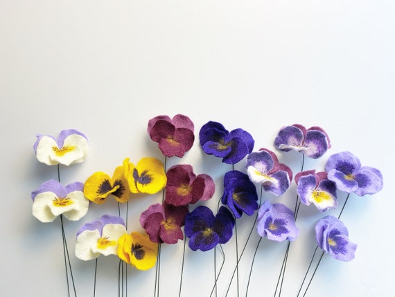 Pansy Stem Felt Artificial Flower | Etsy