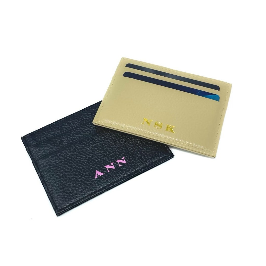 Leather Card Holder - Monogram and Hot Stamp - Made With Premium Grain ...