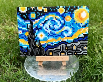Van Gogh's Starry Night Perler Bead Reproduction - Framed - Etsy