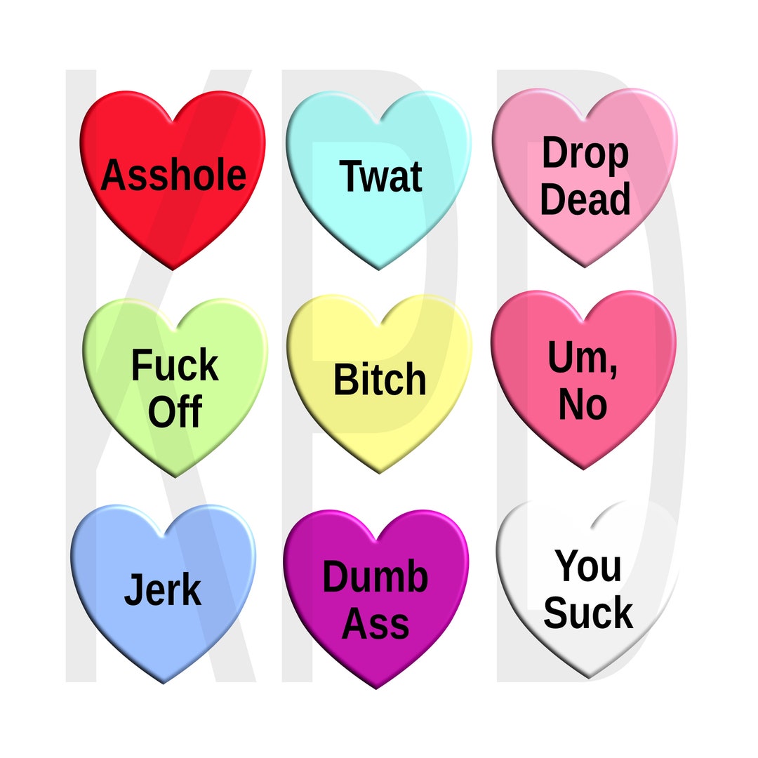 9 Rude Conversation Hearts Digital Image PNG Foul Language - Etsy