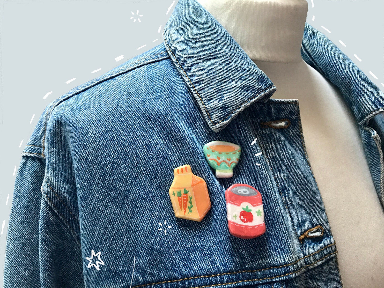 Handmade Soup Clay Pins | Etsy