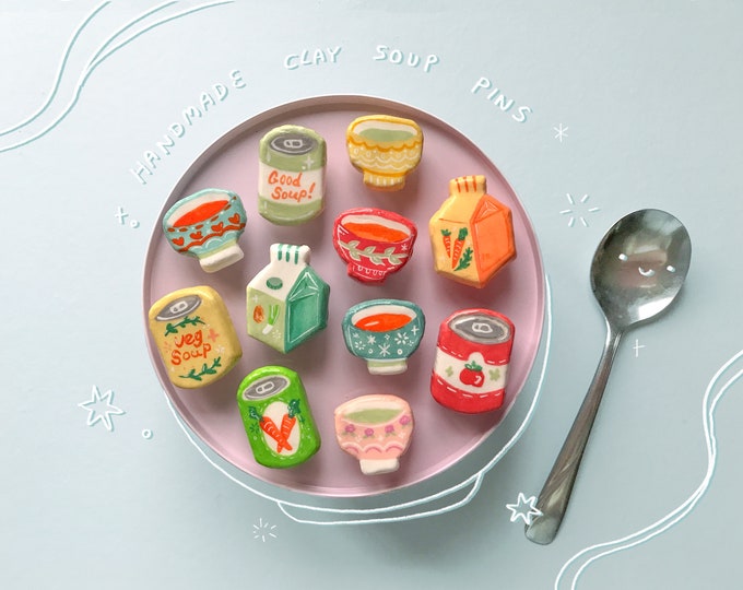 Handmade Soup Clay Pins - Etsy
