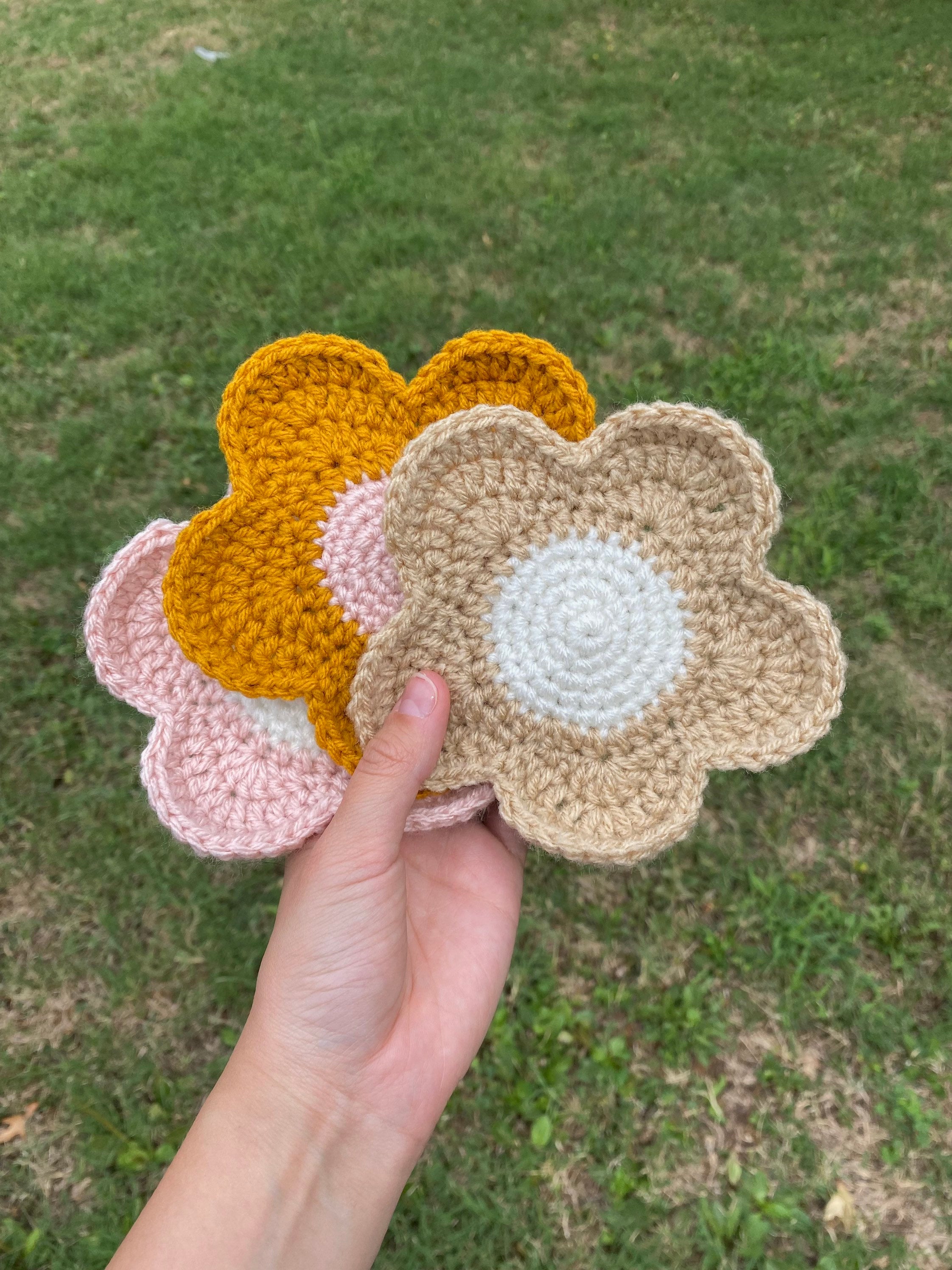 Crochet Flower Coasters Handmade Coasters Flower Coasters - Etsy