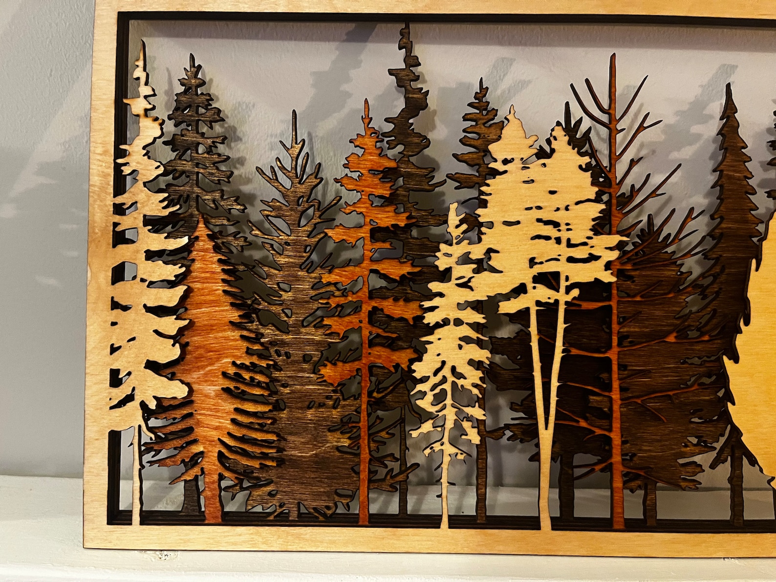 Layered Forest Design for Laser Cutting 2 Separate Designs 4 Panels ...