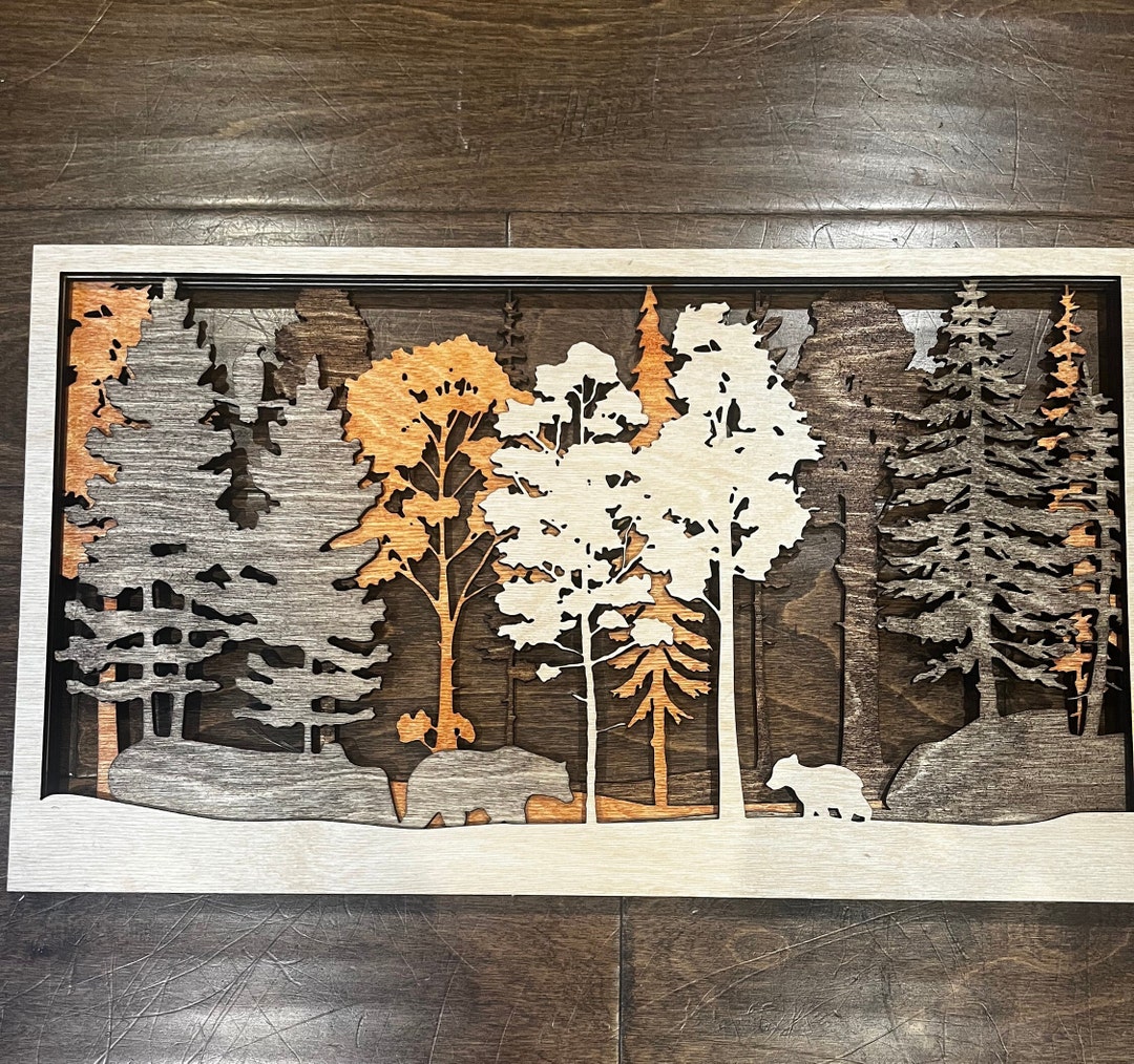 Layered Forest Design for Laser Cutting, SVG Digital File Only. Wall ...