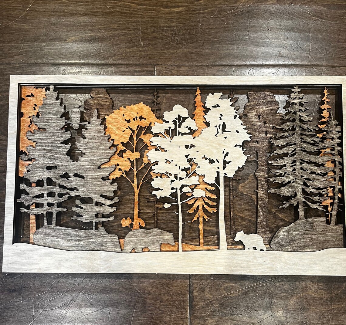 Layered Forest Design for Laser Cutting, SVG Digital File Only. Wall ...