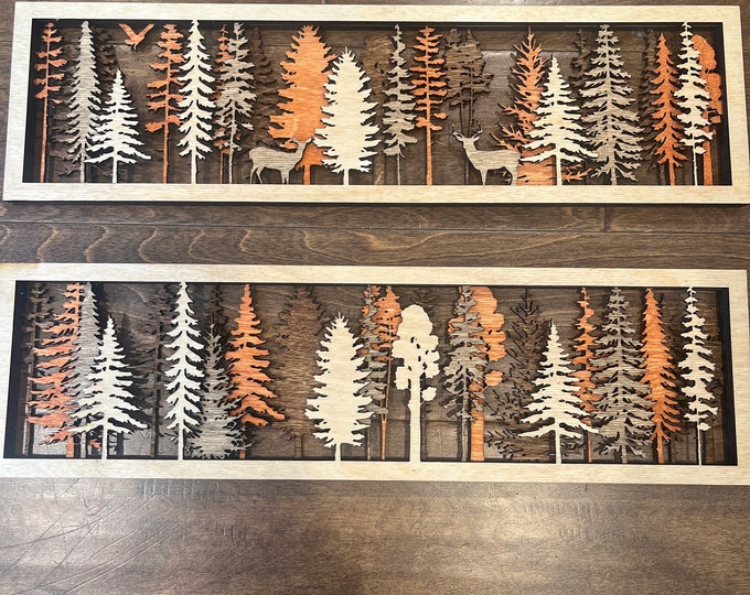 Forest Scene With Wolf; 3D Layered Wood Art - Etsy