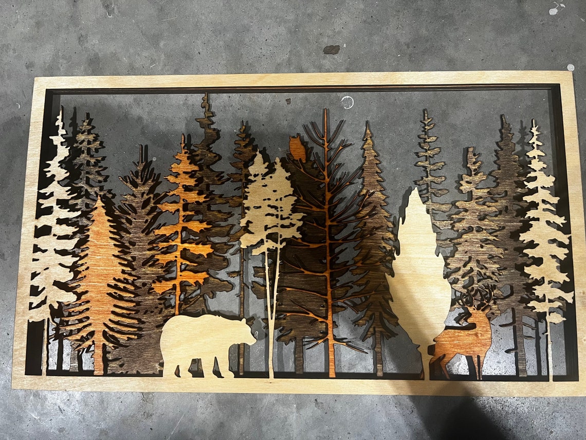 Layered Forest Design for Laser Cutting 2 Separate Designs 4 - Etsy