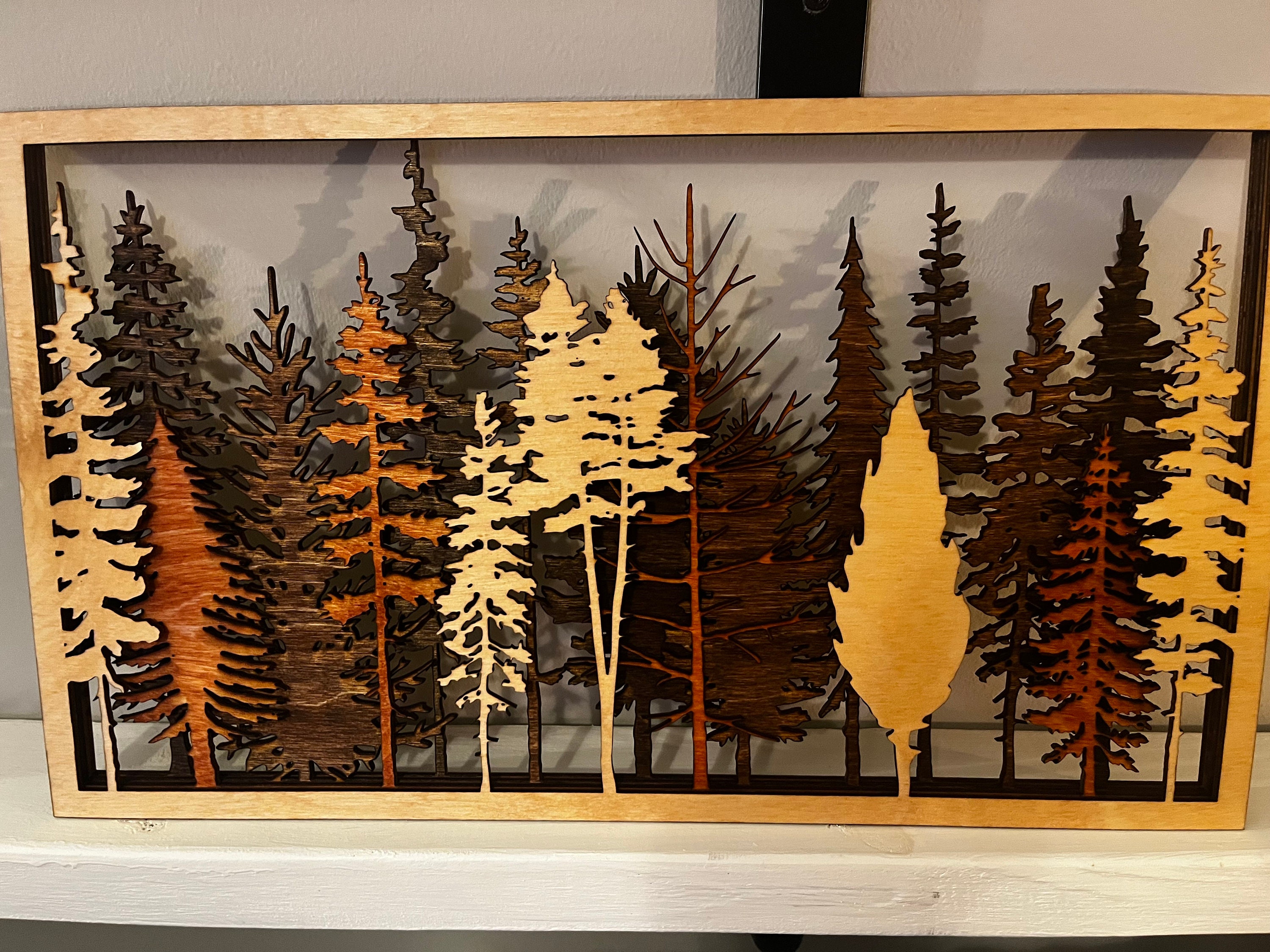 Layered Forest Design for Laser Cutting 2 Separate Designs 4 - Etsy Canada