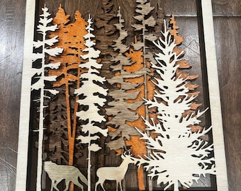 Layered Forest Design for Laser Cutting 2 Separate (Download Now) - Etsy