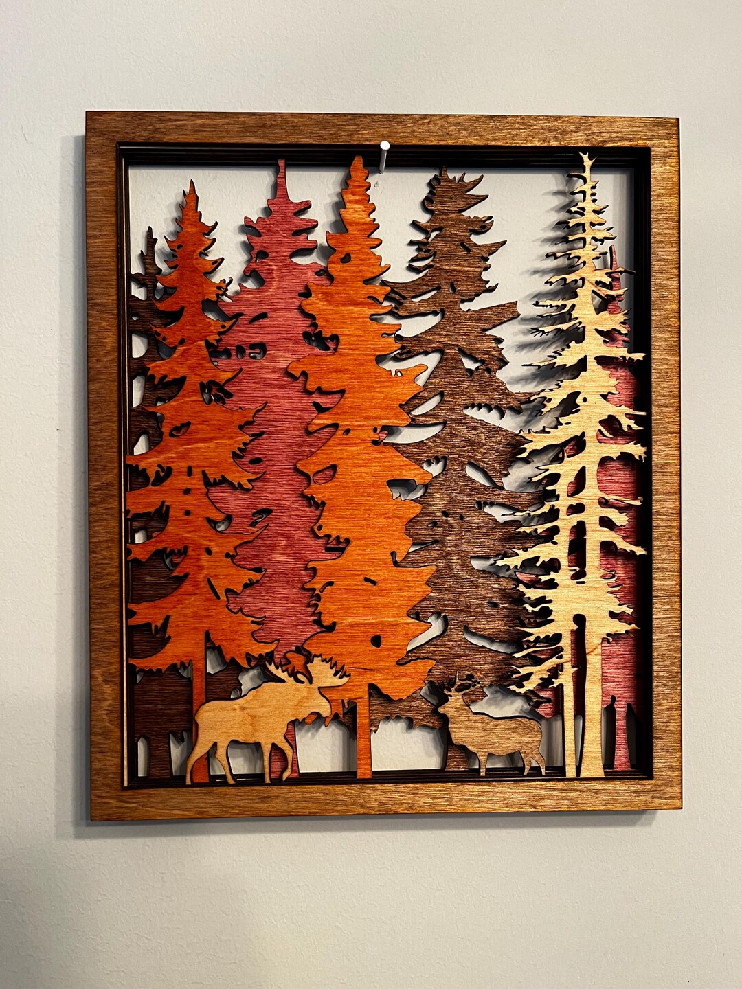 Layered Forest Design Laser Cut File. 4 to 6 Layers, Two Designs (elk ...
