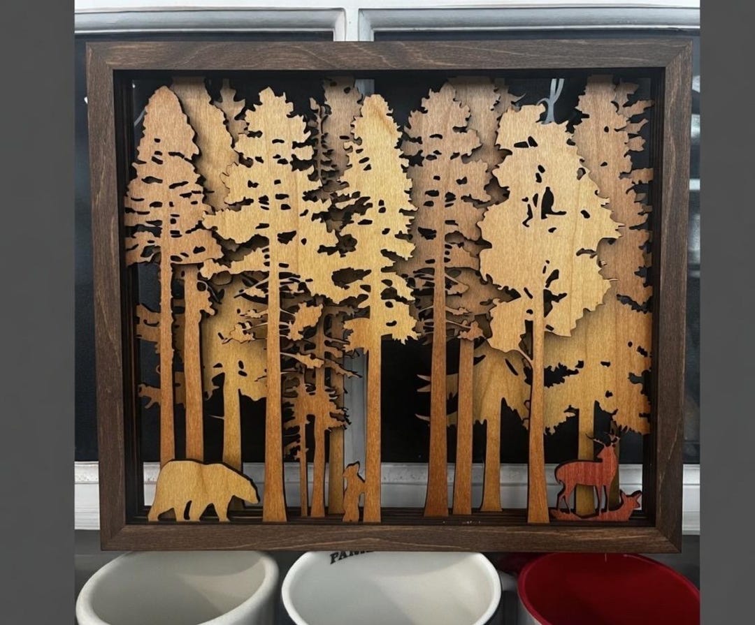 Layered Forest Design for Laser Cutting - Redwood and Sequoia Forest ...