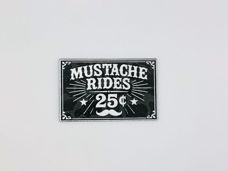 Mustache Rides Leatherette Patch – Funny Vintage Style Mustache Patch ...