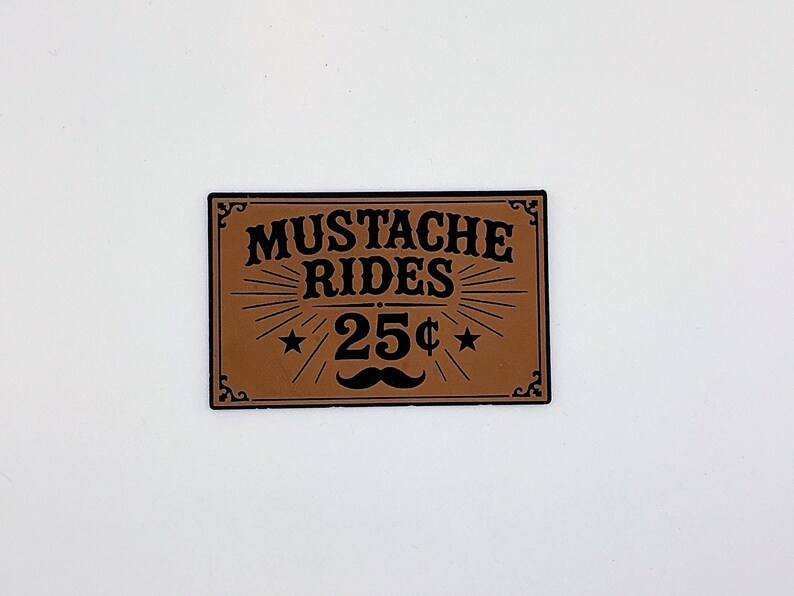 Mustache Rides Leatherette Patch – Funny Vintage Style Mustache Patch ...