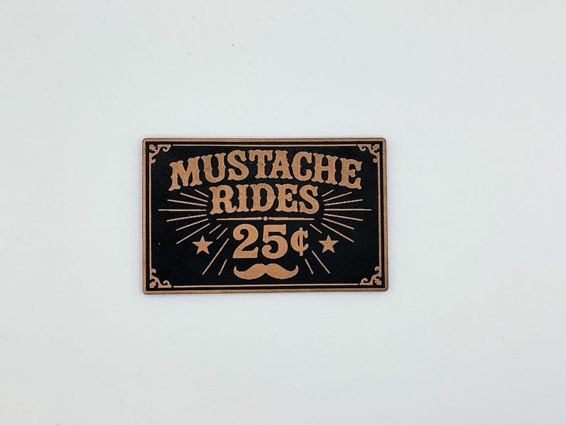 Mustache Rides Leatherette Patch – Funny Vintage Style Mustache Patch ...