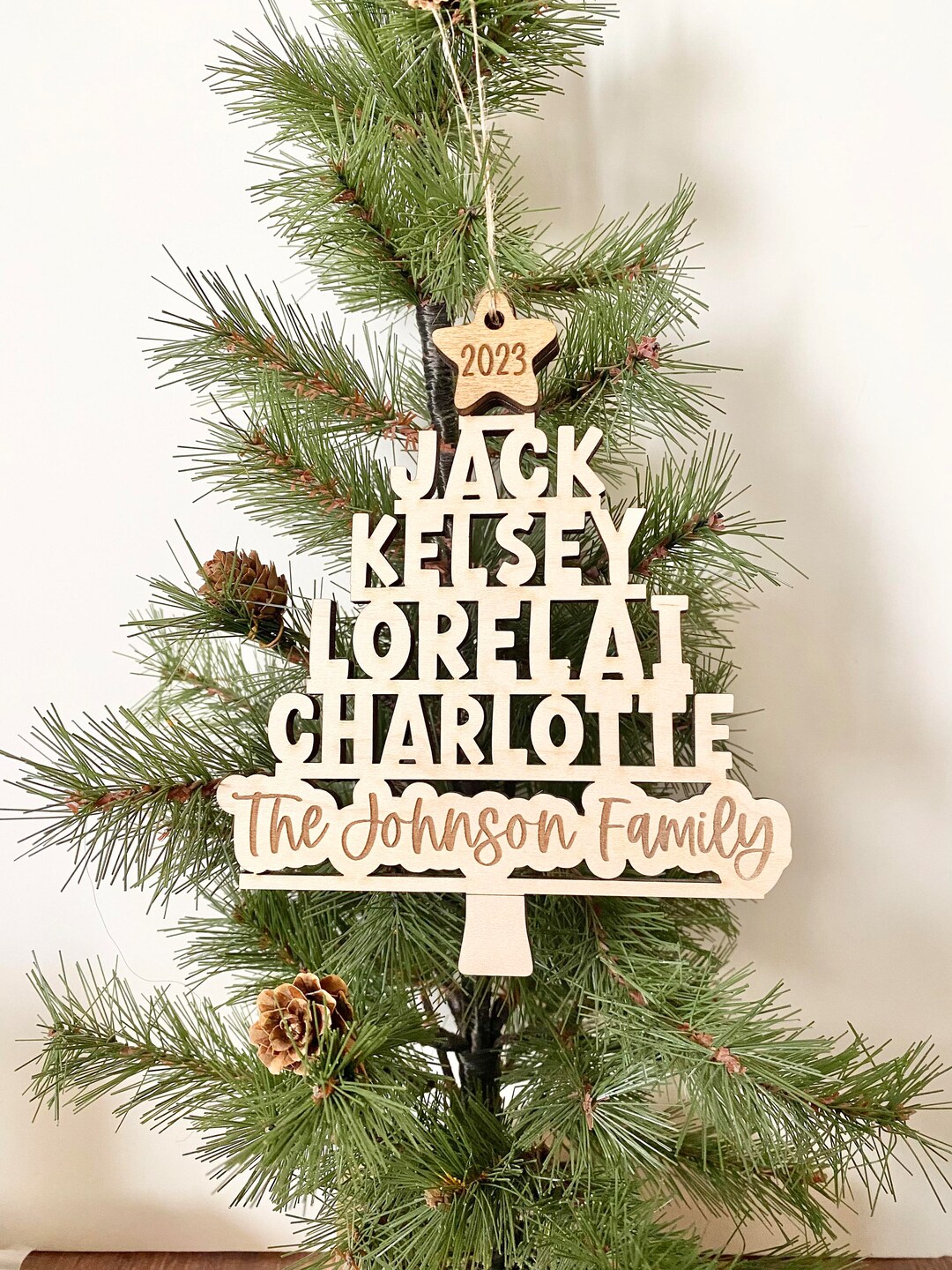 Name Ornament Tree Shape SVG Laser Ready Cut File, Glowforge and ...