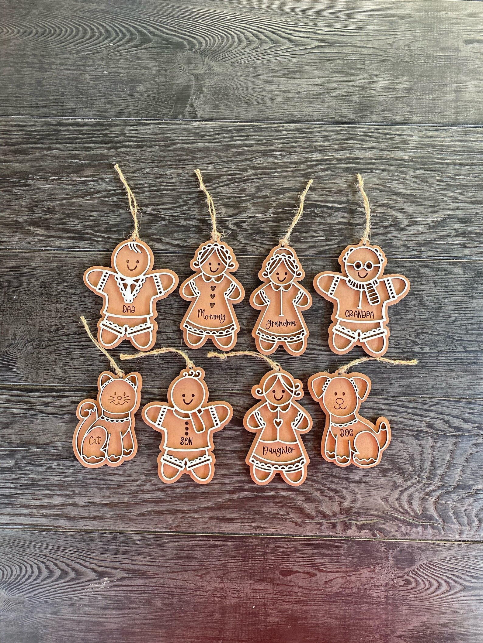 Christmas Ornament SVG, Glowforge File, Gingerbread Family Ornament ...