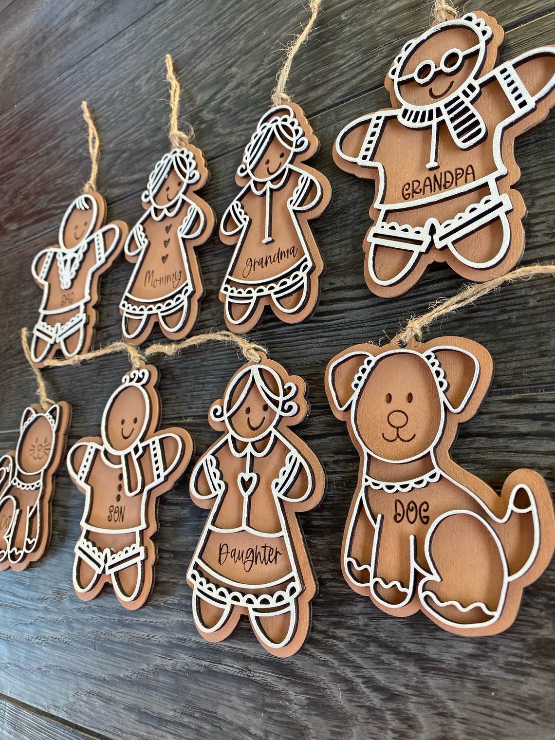 Christmas Ornament SVG, Glowforge File, Gingerbread Family Ornament ...