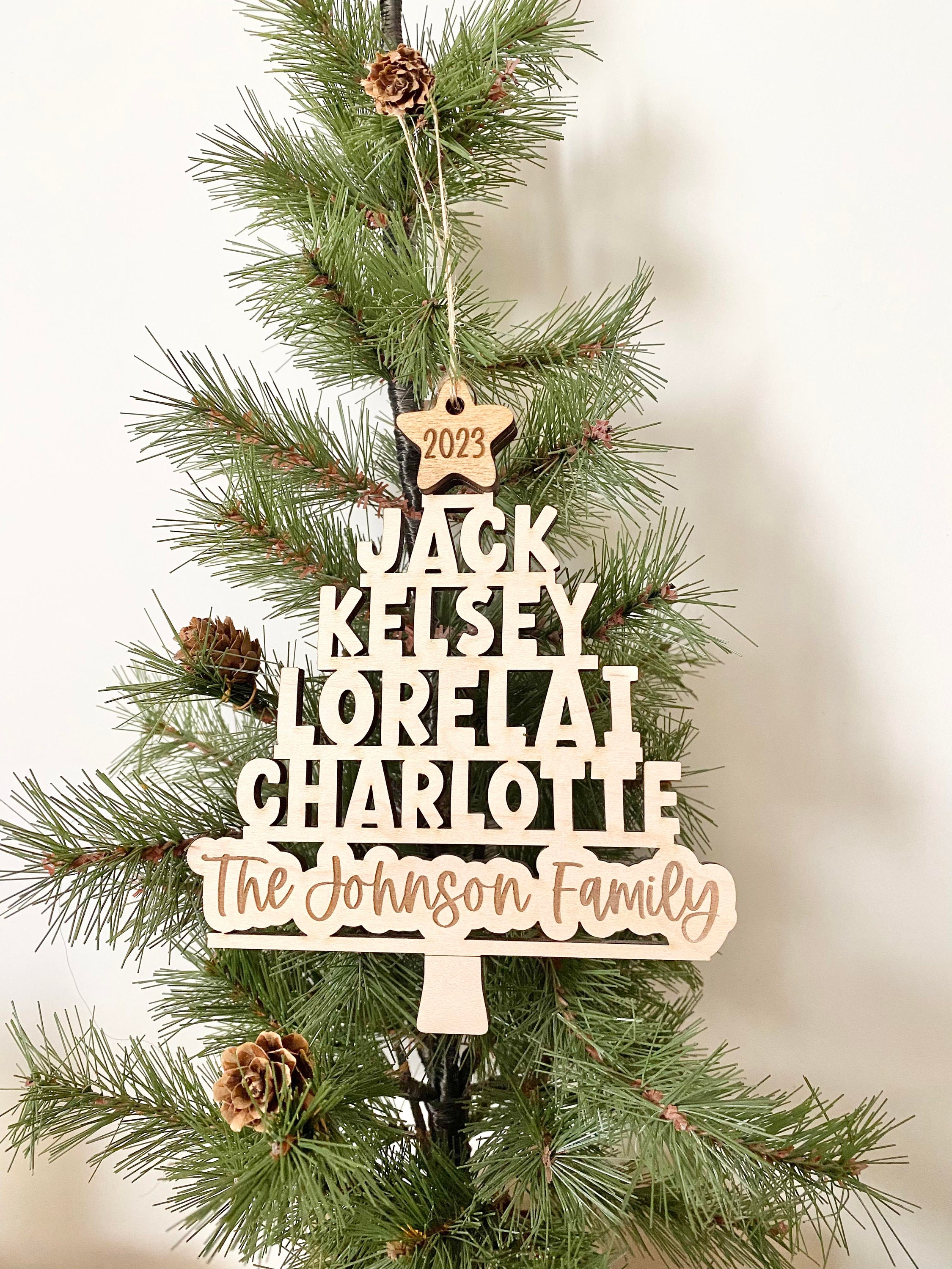 Name Ornament Tree Shape SVG Laser Ready Cut File, Glowforge and ...