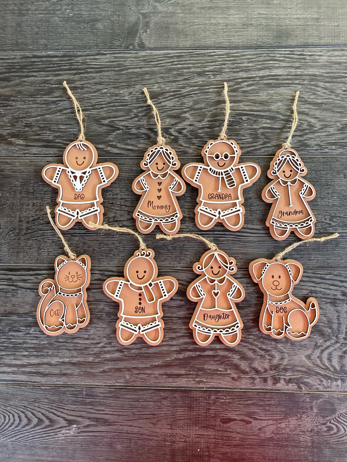 Christmas Ornament SVG, Glowforge File, Gingerbread Family Ornament ...
