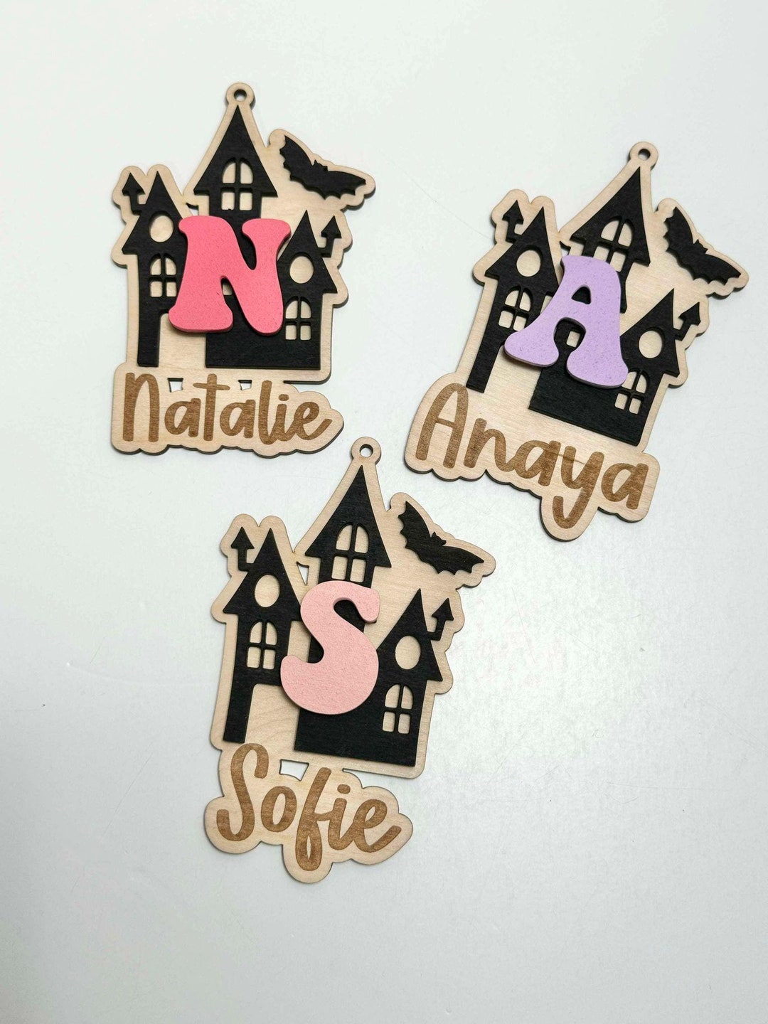 Halloween Haunted House SVG Name Tag, Retro Laser Cut File, Halloween ...