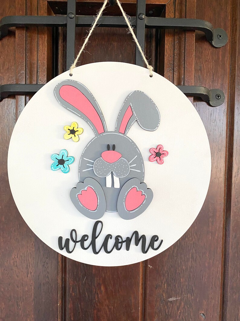 Easter Door Hanger SVG Glowforge Files Easter Bunny With - Etsy