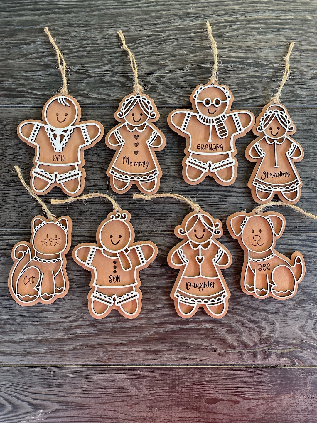 Christmas Ornament SVG, Glowforge File, Gingerbread Family Ornament ...