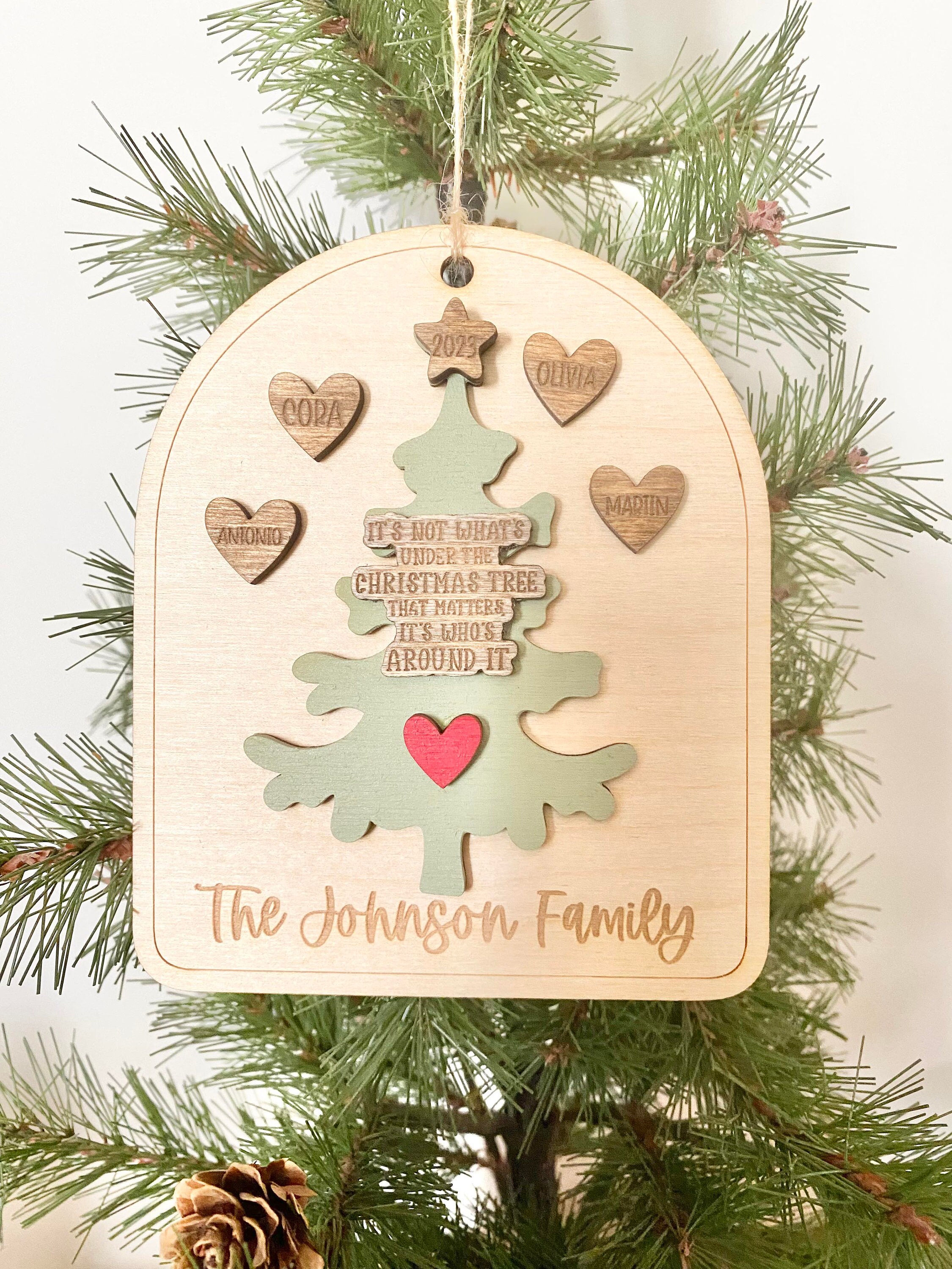 Family Christmas Ornament SVG Laser File, 2-8 Family Members - Etsy