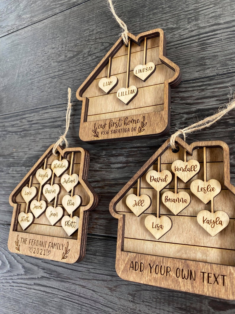Glowforge Ornament File, House Ornament SVG, Family Ornament, House ...