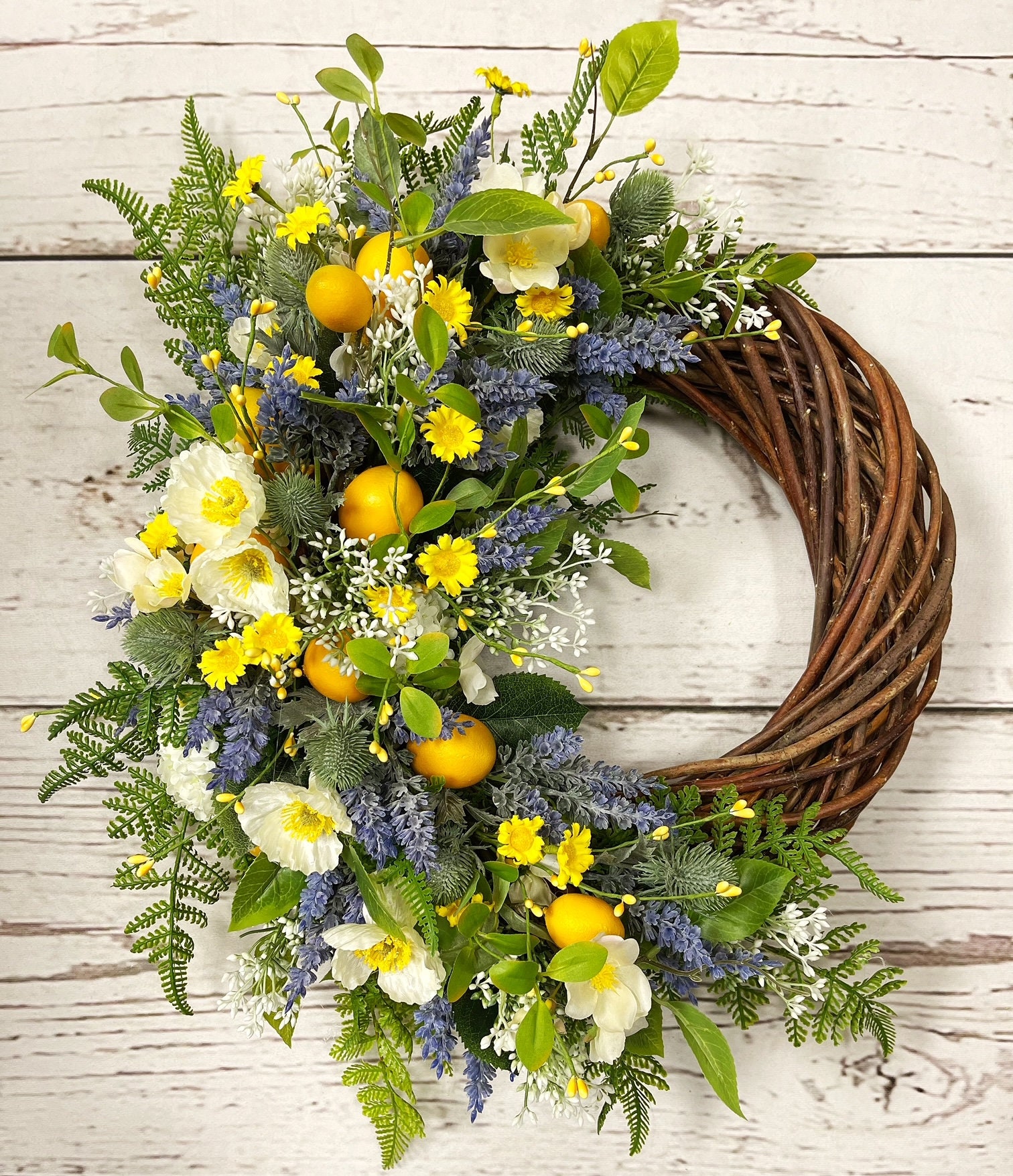 Lavender Wreath, Lemon Wreath, Kitchen Wreath, Farmhouse Wreath ...