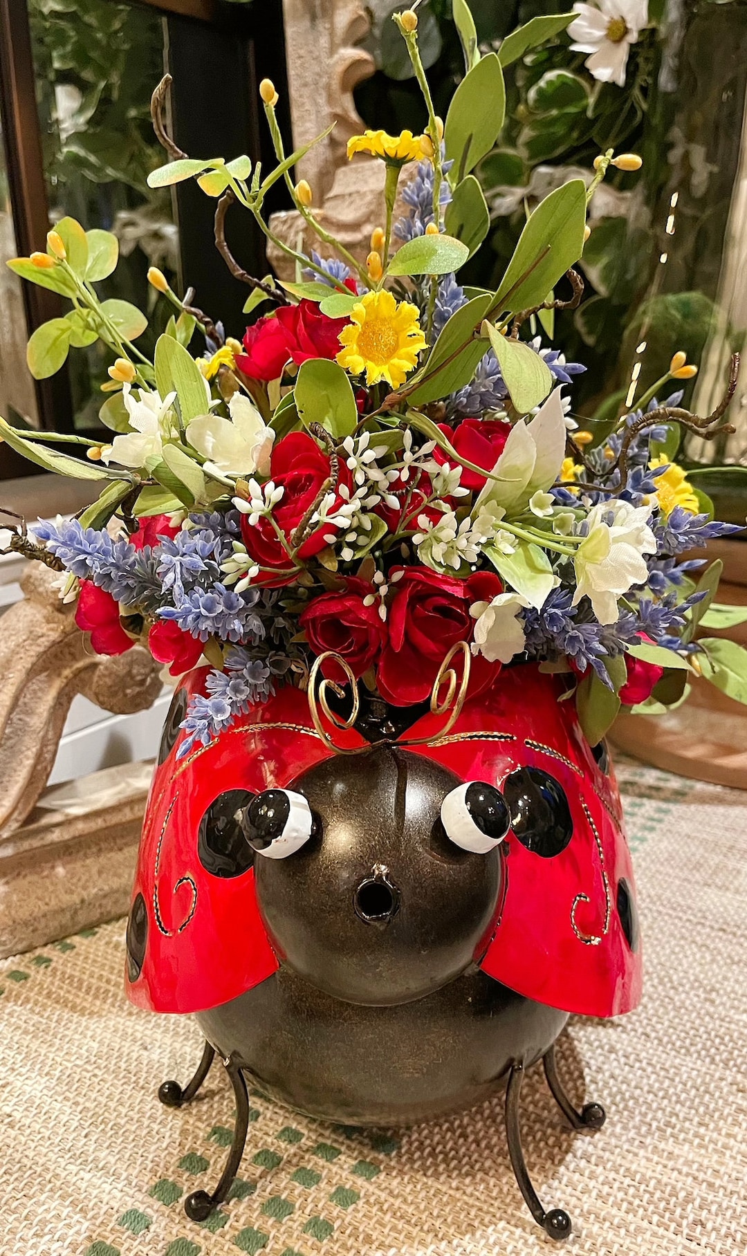Ladybug Arrangement, Ladybug Floral, Spring Flower Arrangement, Ladybug ...