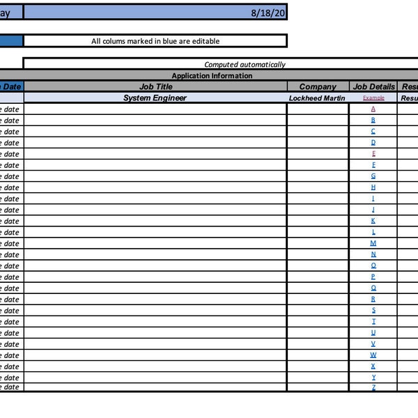 Excel Spreadsheet for Job - Etsy