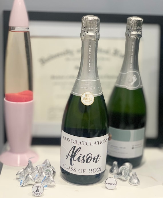 Champagne Congratulations Graduation Label | Etsy