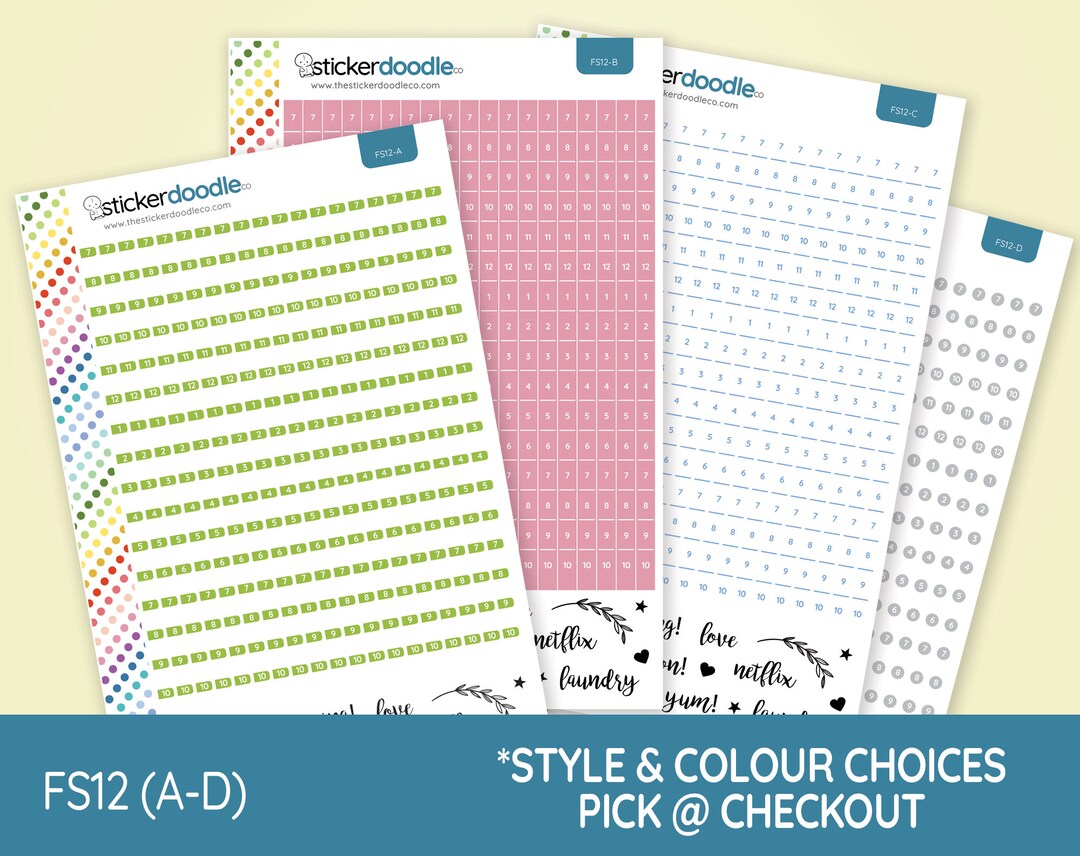 Time Strip Notebook Stickers (style Choices A-D & Colour Options 1-20 ...