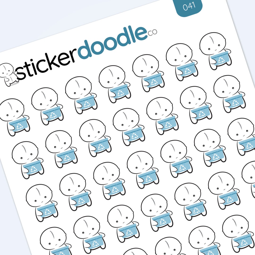 Recycle Doodle Planner Sticker Icons, Track Recycling Days, Hand Drawn ...