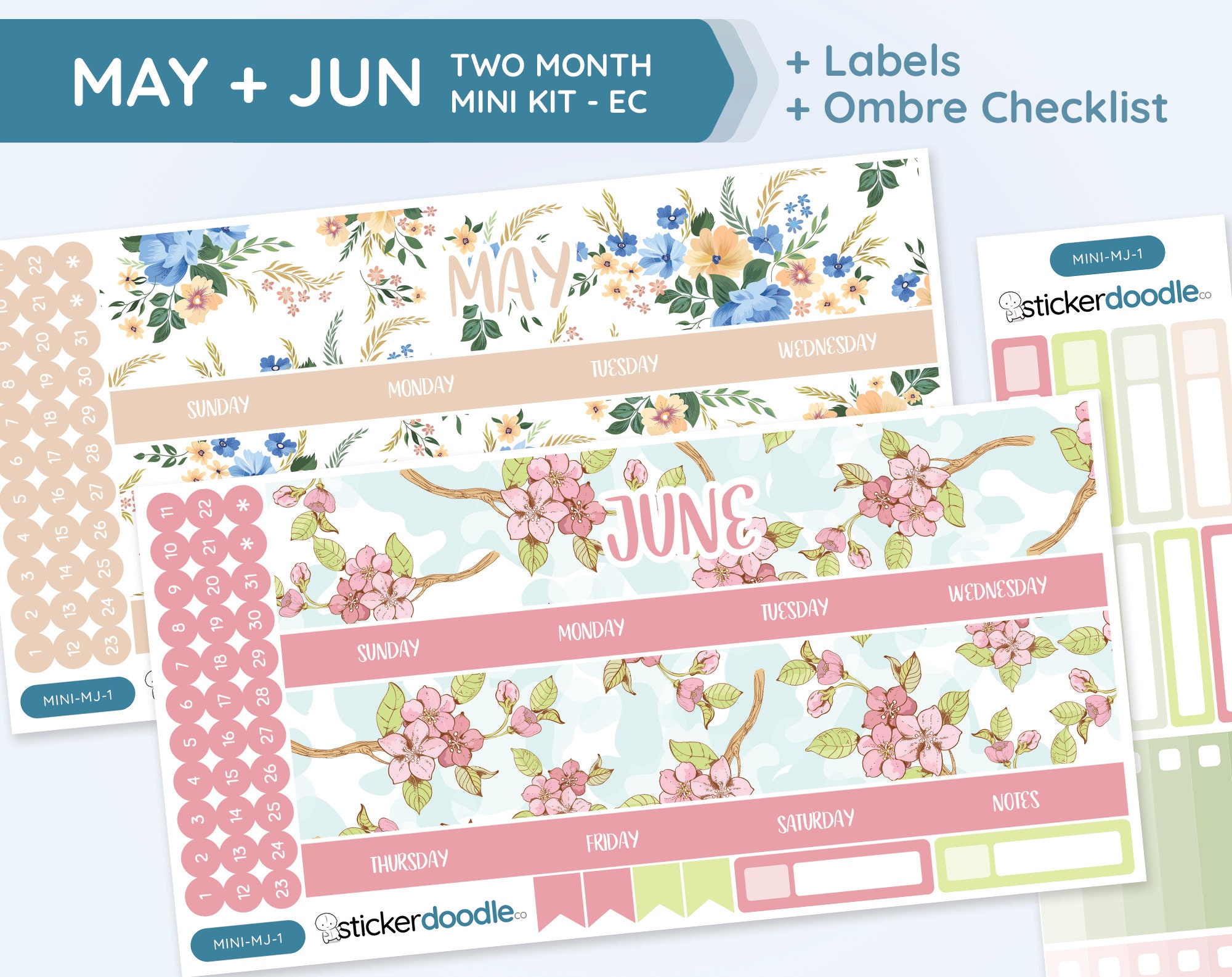 May & June Mini Monthly Planner Kit Bundle Two Month Planner - Etsy