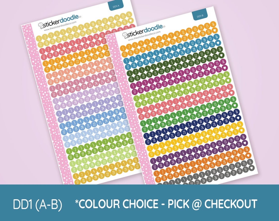 Date Dot Planner Stickers || Twelve Month Supply || DD1 - Etsy
