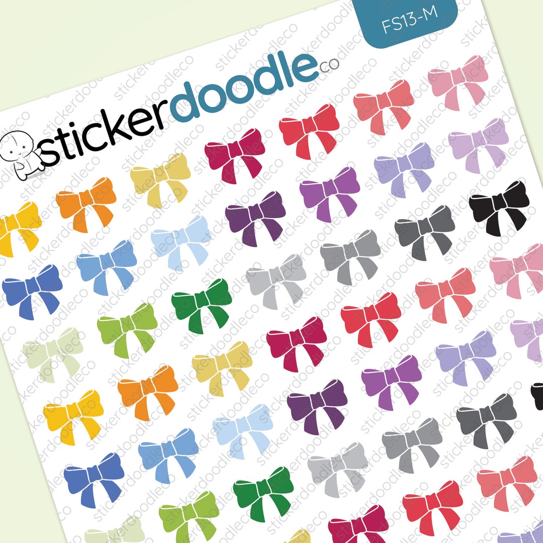 Bow Planner Stickers Multicoloured Solid Outlined Foiled - Etsy